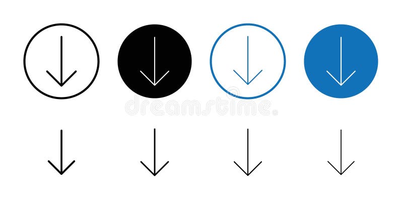Arrow Down Icon Outline Vector for Web Ui Stock Vector - Illustration ...