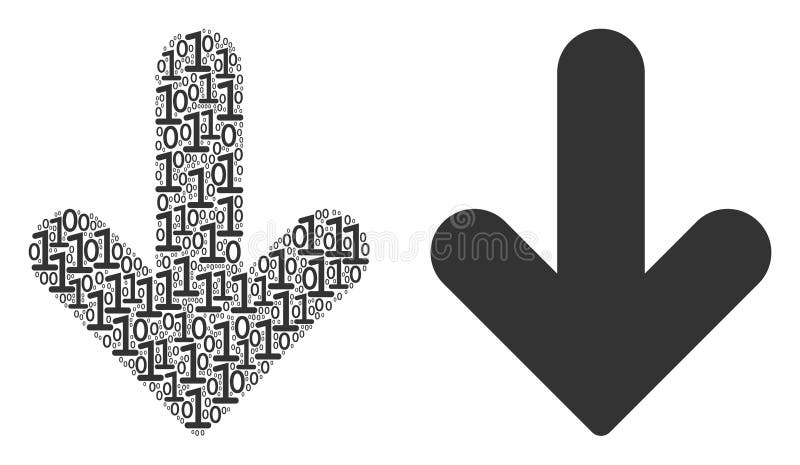 Arrow Down Mosaic of Binary Digits Stock Vector - Illustration of ...