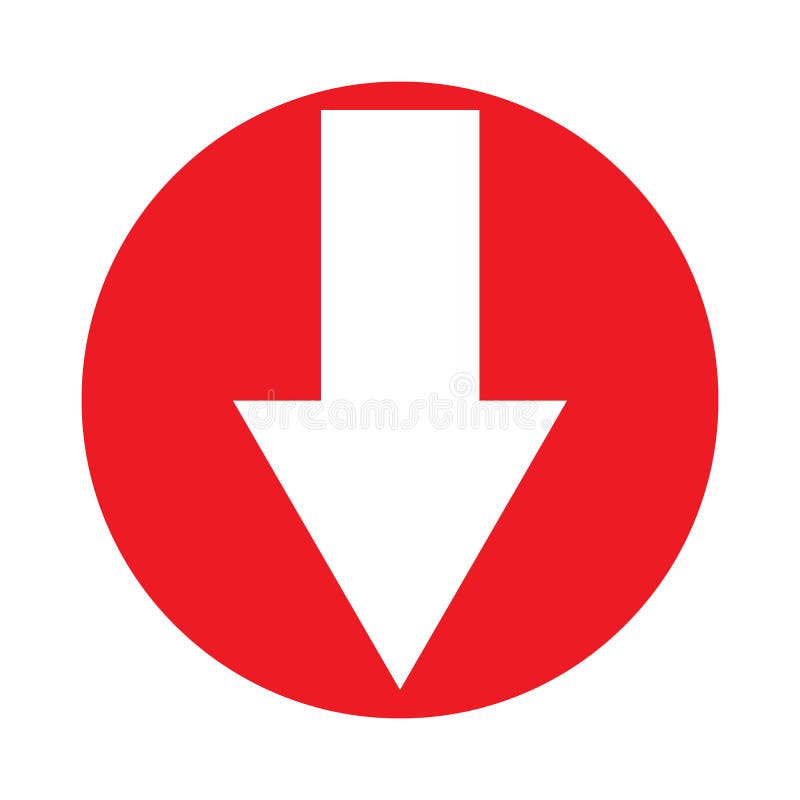 Arrow Down on Red Circle Vector Icon Stock Vector - Illustration of ...