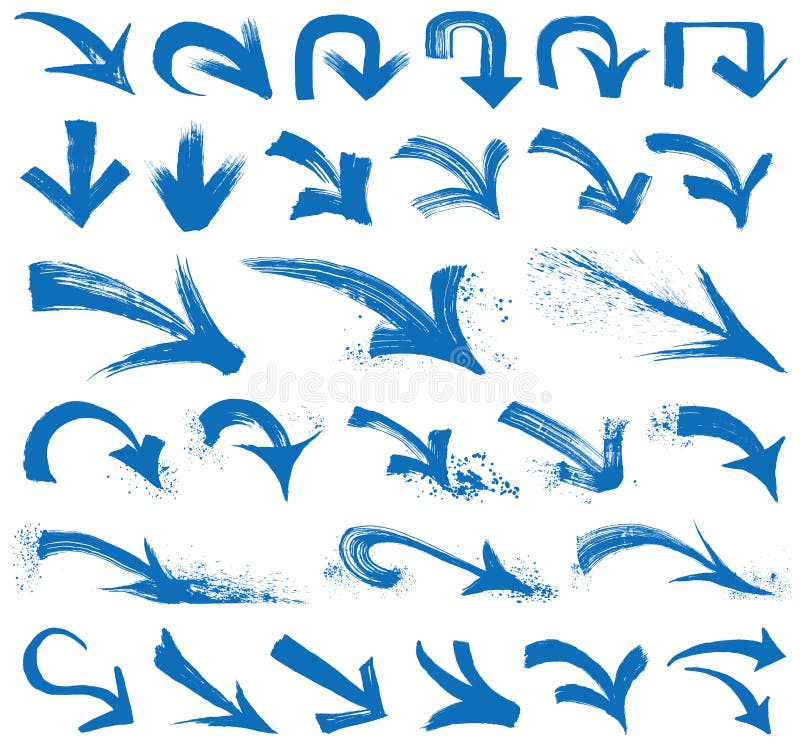 Arrow Down. Set of Down Arrows Stock Vector - Illustration of blue ...