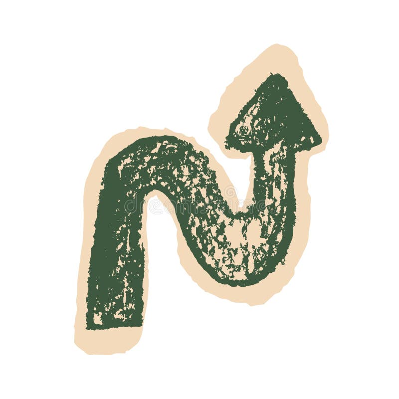 Arrow Down Sticker Doodle Style. Pointer for Collage Isolated on White ...