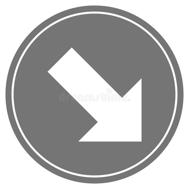 Arrow Down Symbol on Grey Button with White Frame Stock Illustration ...