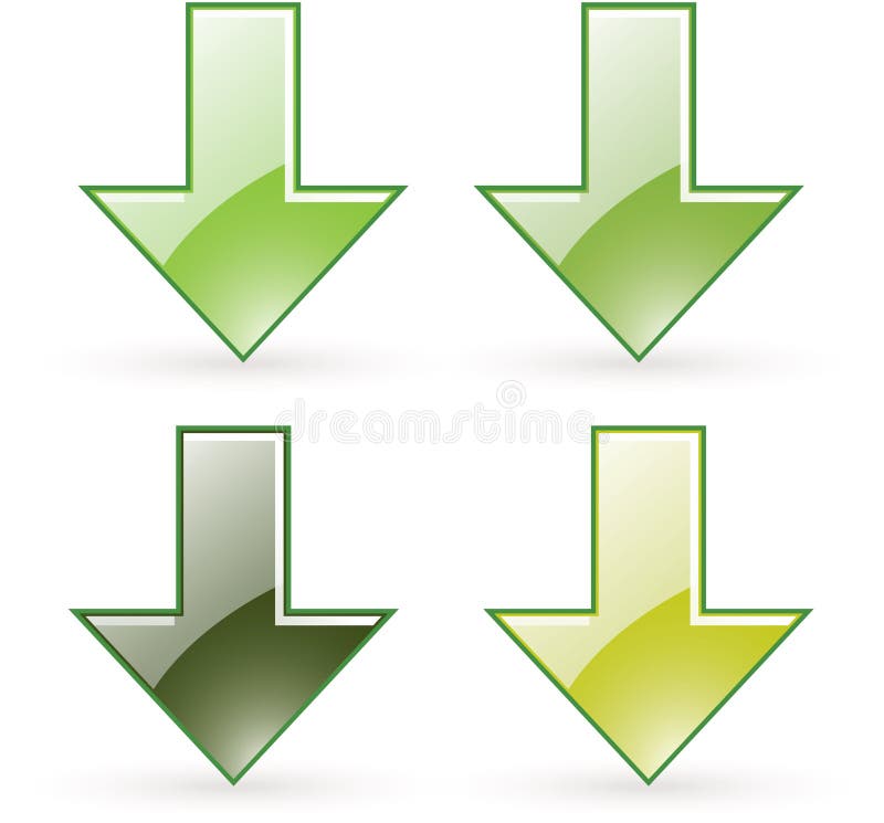 Arrow Download Green Button Icon Stock Vector - Illustration of ideal ...