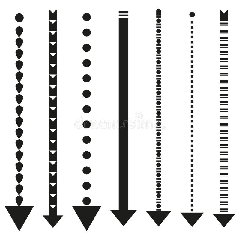 Arrow Downward Pattern. Black Direction Symbol. Graphic Pointing ...