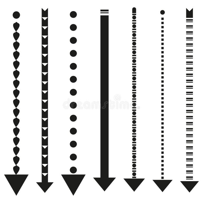 Arrow Downward Pattern. Black Direction Symbol. Graphic Pointing ...
