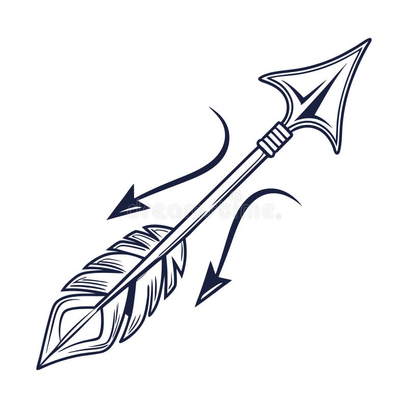 Arrow Drawing in Boho Ethnic Style Old Decorative Stock Vector ...