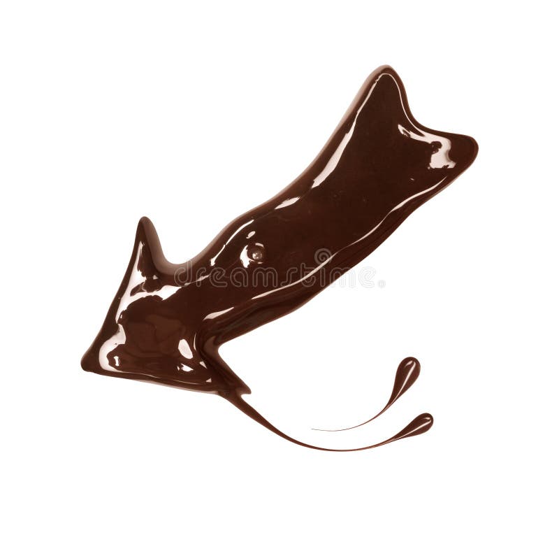 Arrow with Drop is Made of Melted Chocolate, Isolated on White ...
