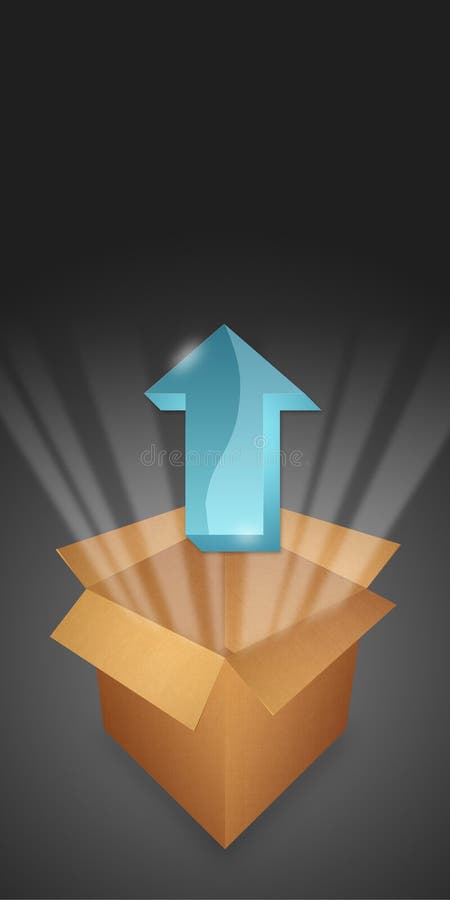 Arrow emerging from a box stock illustration. Illustration of isolated ...