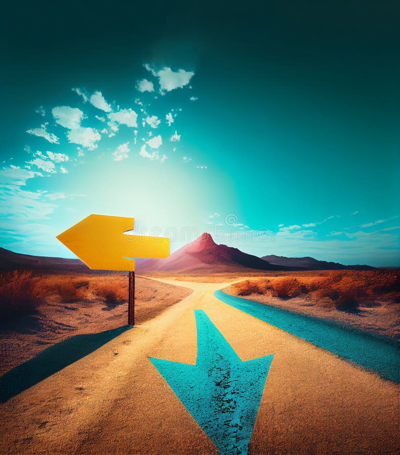 Arrow at empty road stock illustration. Illustration of adventure ...
