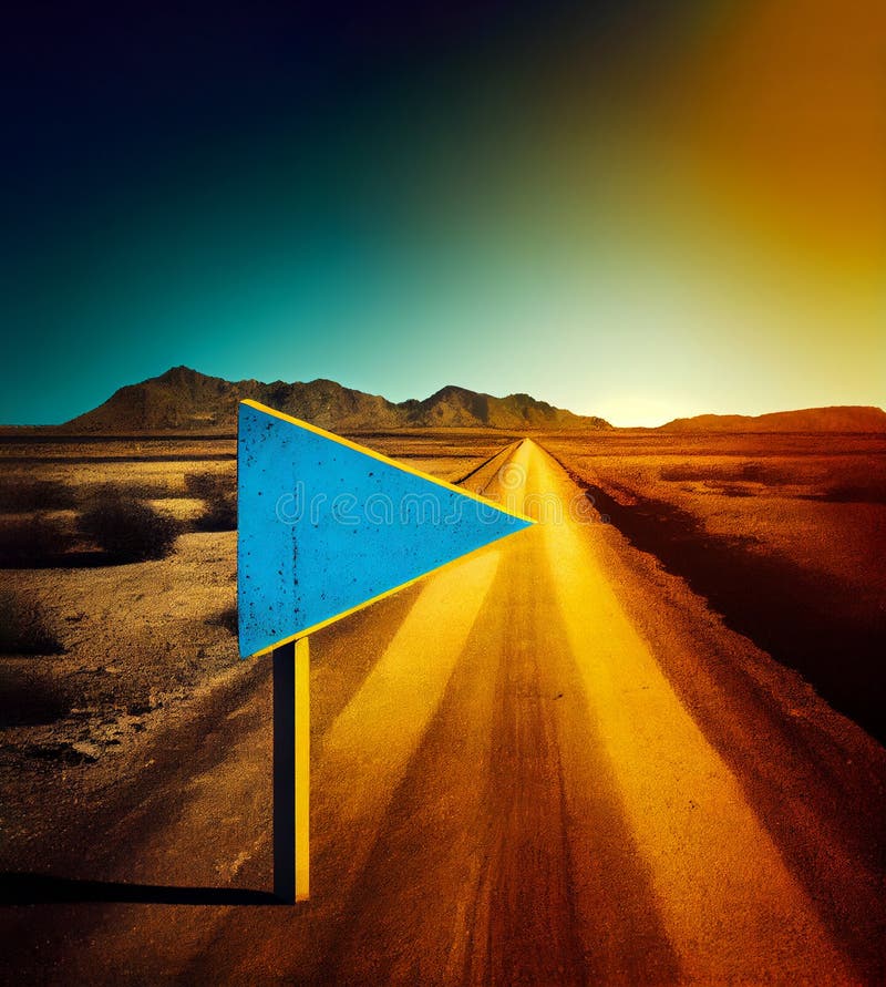 Arrow at empty road stock illustration. Illustration of asphalt - 268720390