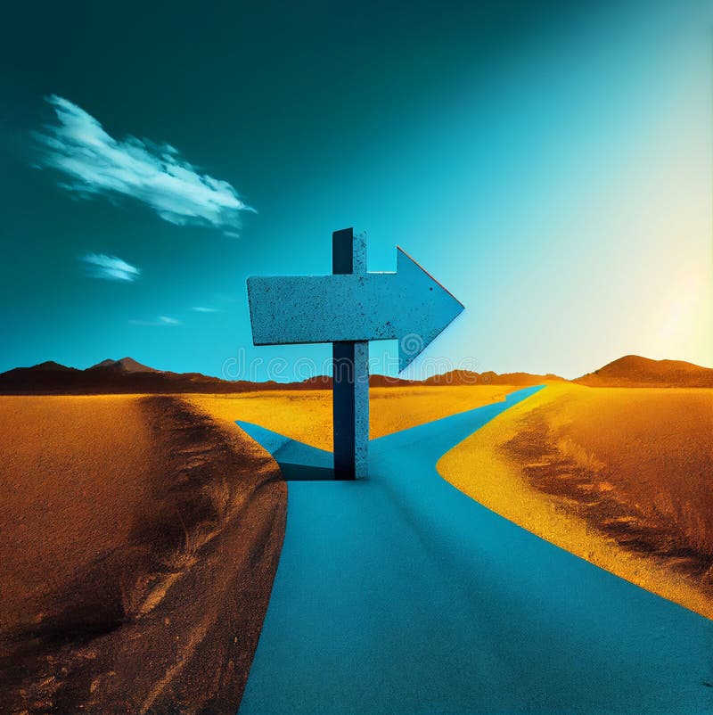 Arrow at empty road stock illustration. Illustration of future - 268720408