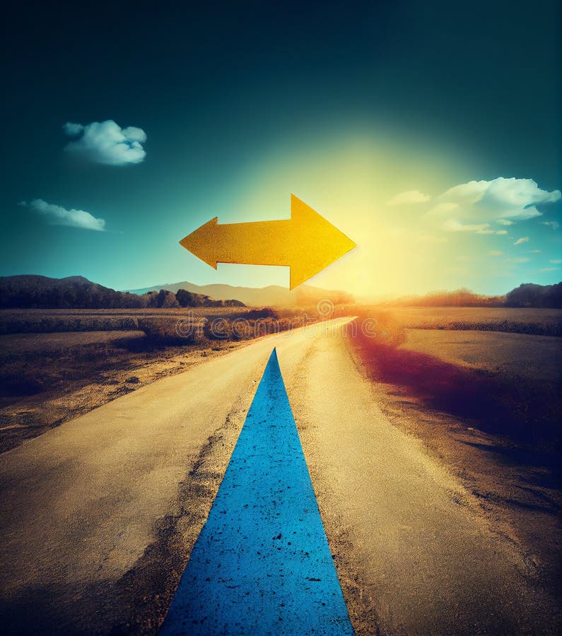 Arrow at empty road stock illustration. Illustration of motivation ...