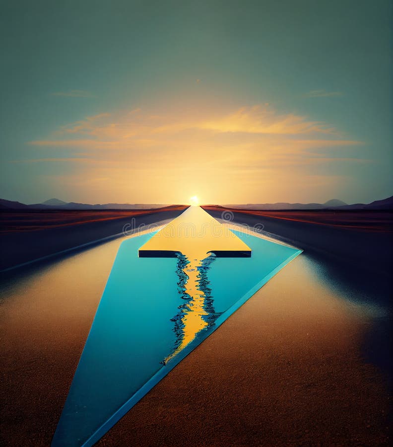 Arrow at empty road stock illustration. Illustration of improvement ...