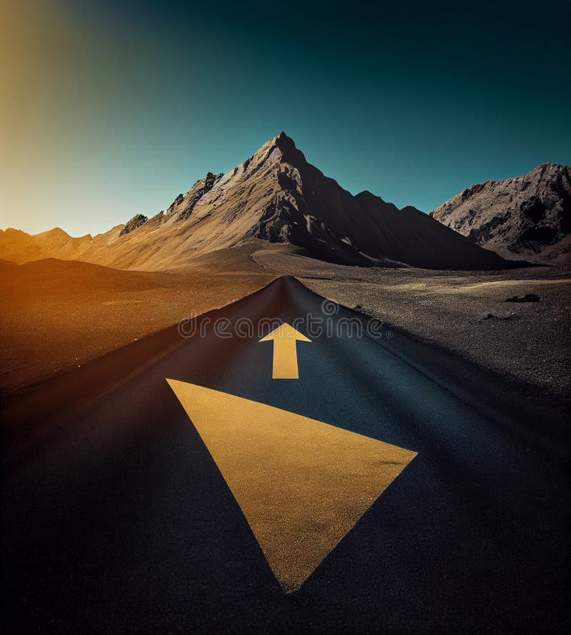 Arrow at empty road stock illustration. Illustration of growth - 268720454