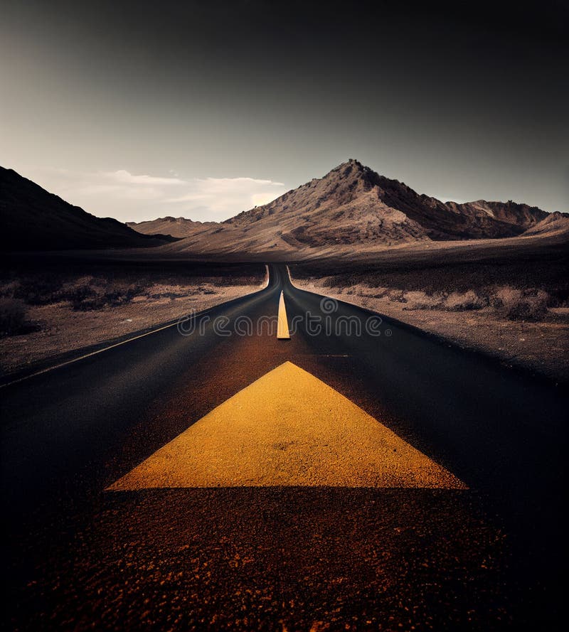 Arrow at empty road stock illustration. Illustration of improvement ...