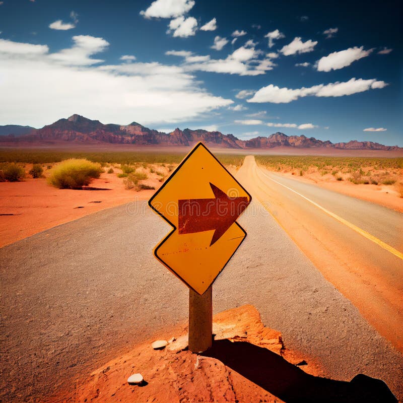 Arrow at empty road stock illustration. Illustration of beginning ...
