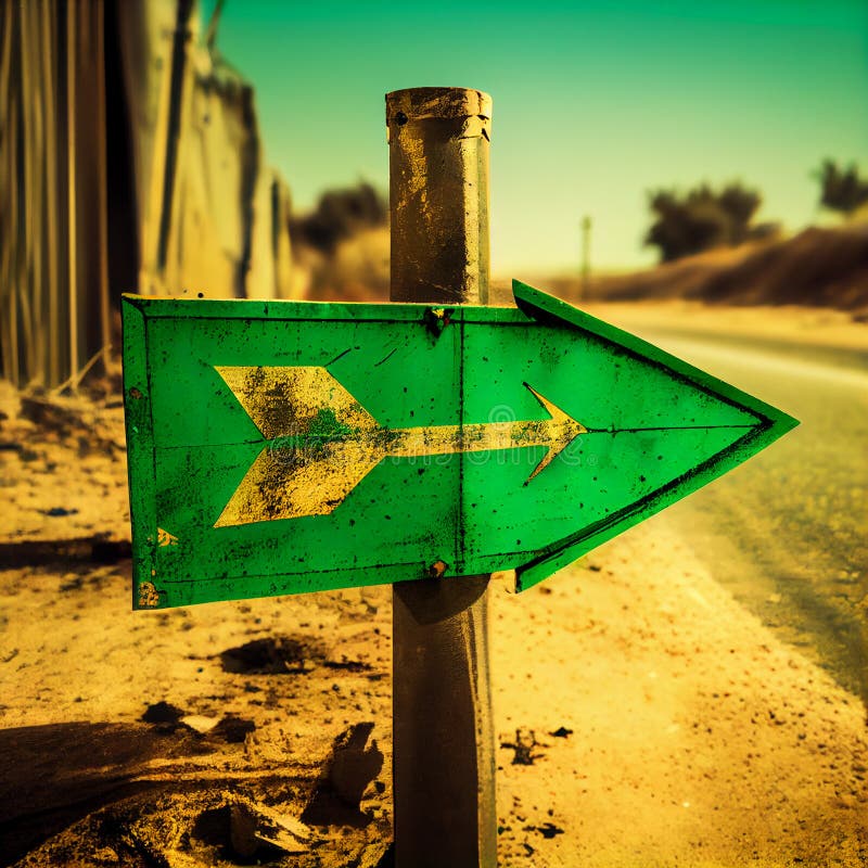 Arrow at empty road stock illustration. Illustration of challenge ...