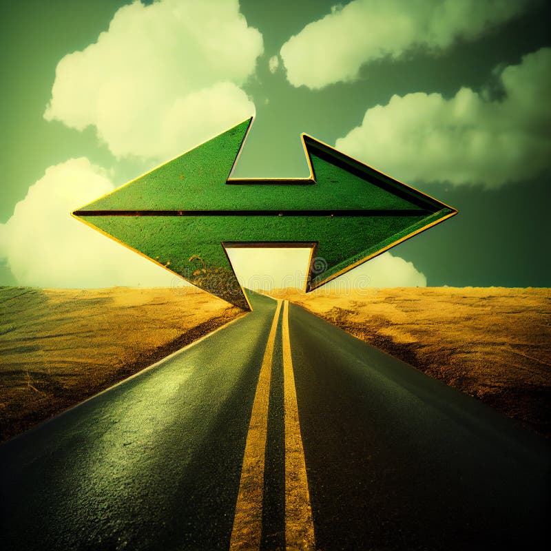 Arrow at empty road stock illustration. Illustration of beginning ...
