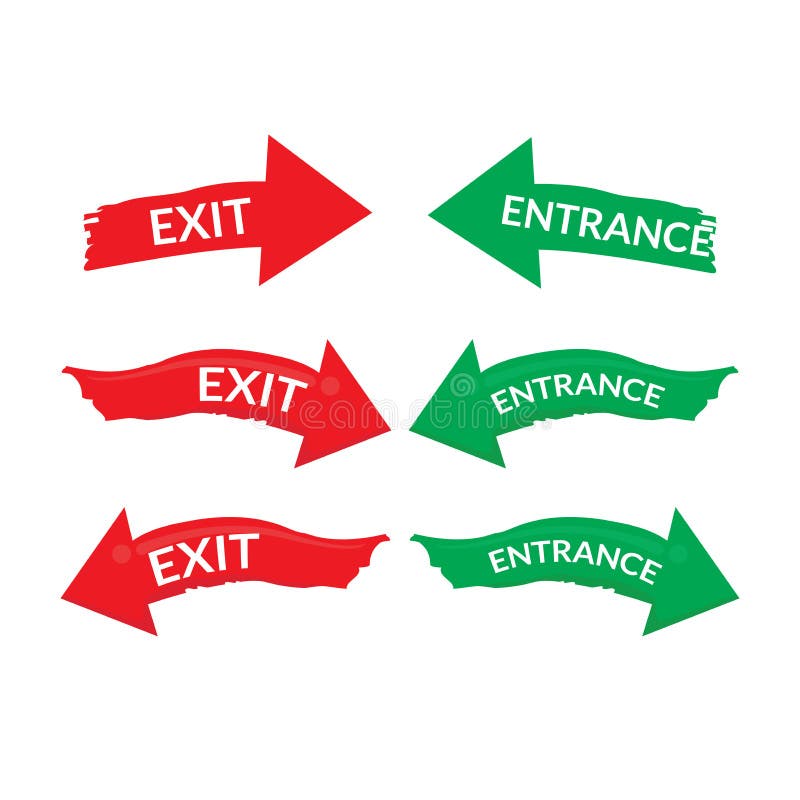 Arrow Exit and Entrance Sign Stock Vector - Illustration of enter ...