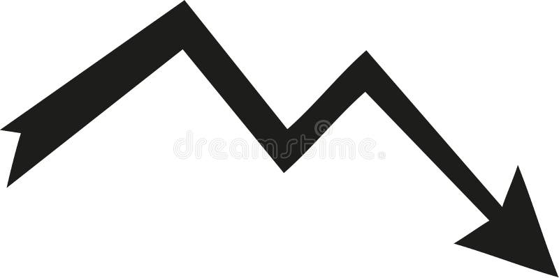 Arrow falling going down, stock vector. Illustration of vector - 107145195