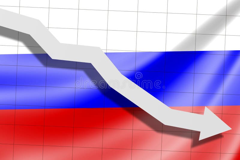 The Arrow Falls on the Background of the Russia Flag Stock Image ...