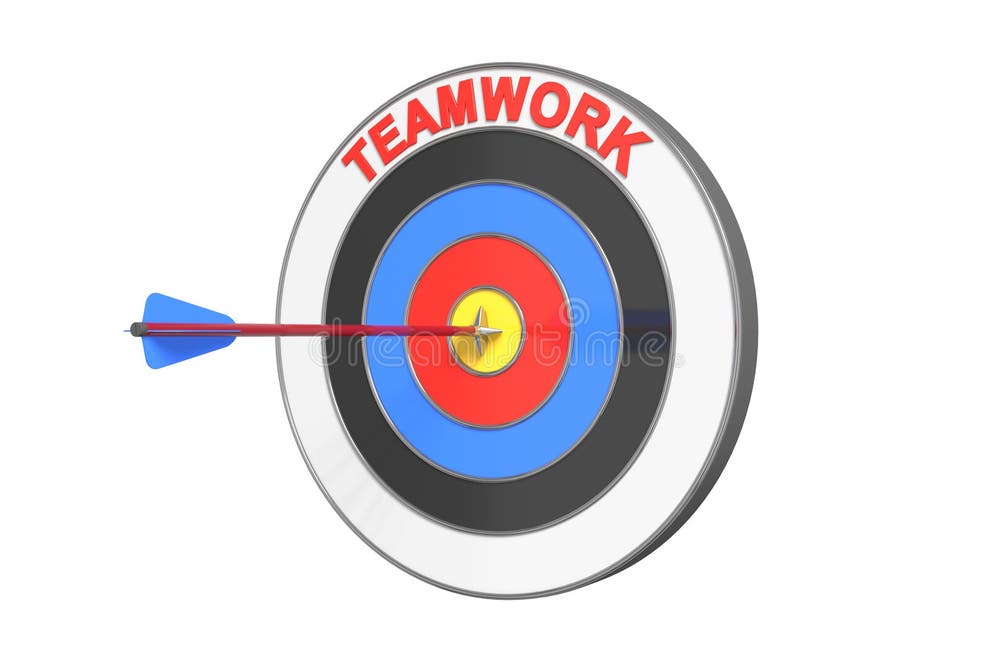 An Arrow Flies and Hits the Target of a Text TEAMWORK. Concept of ...