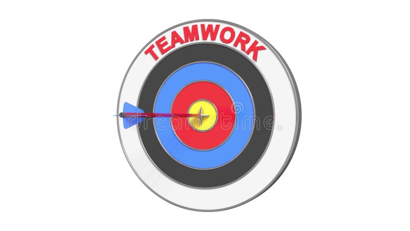 An Arrow Flies and Hits the Target of a Text Teamwork. Concept of ...