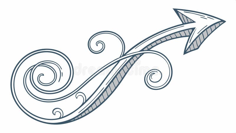 Arrow with Floral Decorations, Ornate Direction Vector Design ...