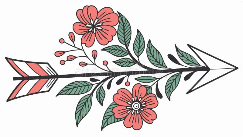 Arrow with Floral Design, Decorative Pointer, Botanical Direction ...