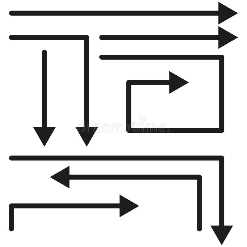 Arrow Flow Diagram. Workflow Direction Icon. Process Path Vector. Black ...