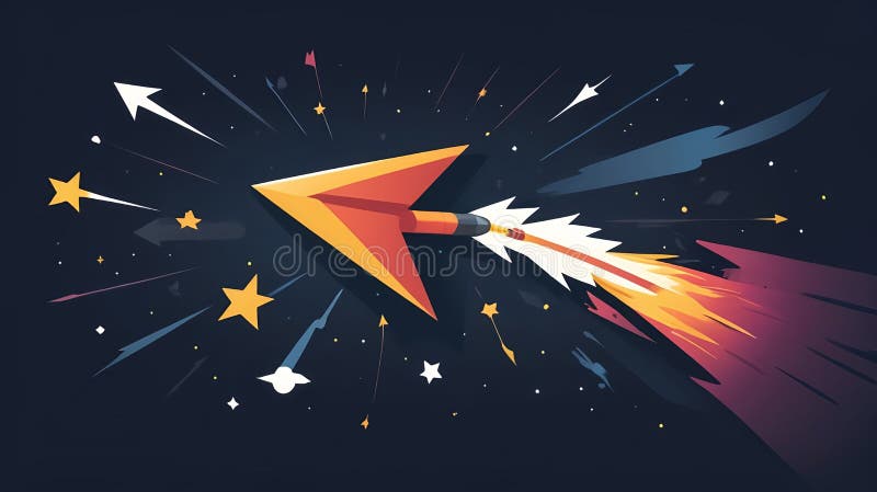 Arrow Flying through Space with Stars Stock Illustration - Illustration ...
