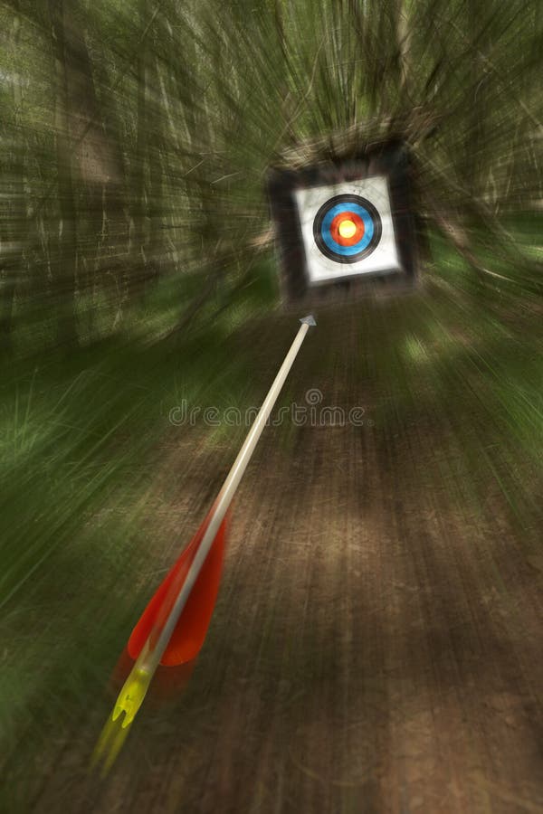 Arrow Flying Towards Archery Target Stock Photo - Image of aiming ...