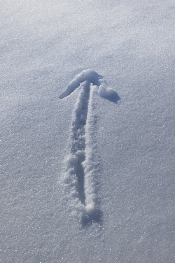 Arrow Forward Drawn in Snow Stock Photo - Image of look, written: 86572982