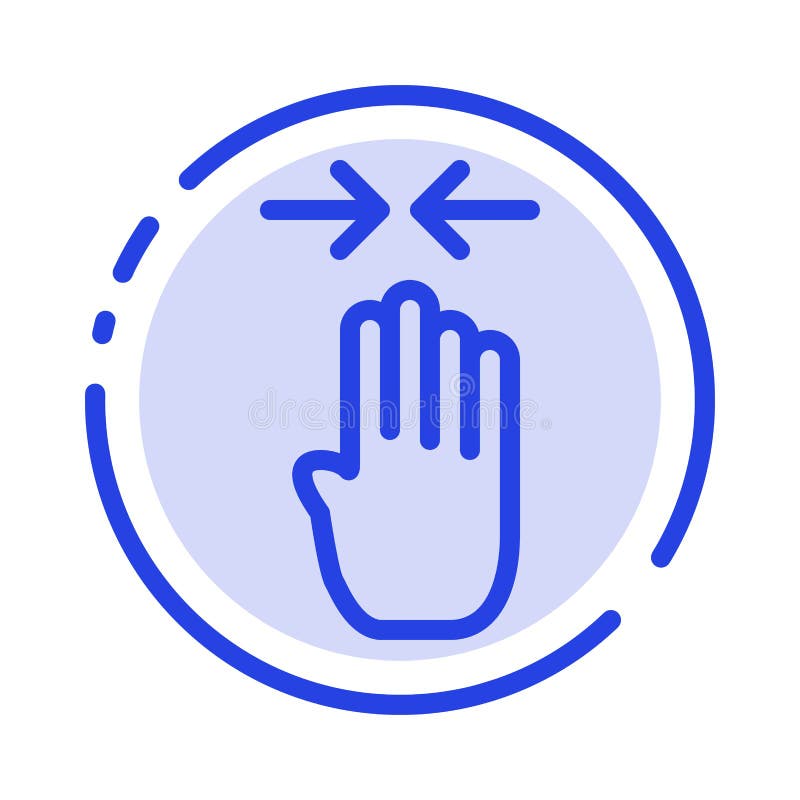 Arrow, Four Finger, Gesture, Pinch Blue Dotted Line Line Icon Stock ...