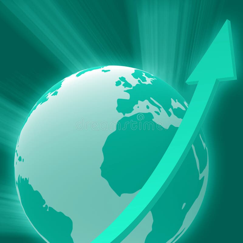 Arrow Globe Represents Solar System and World Stock Illustration ...