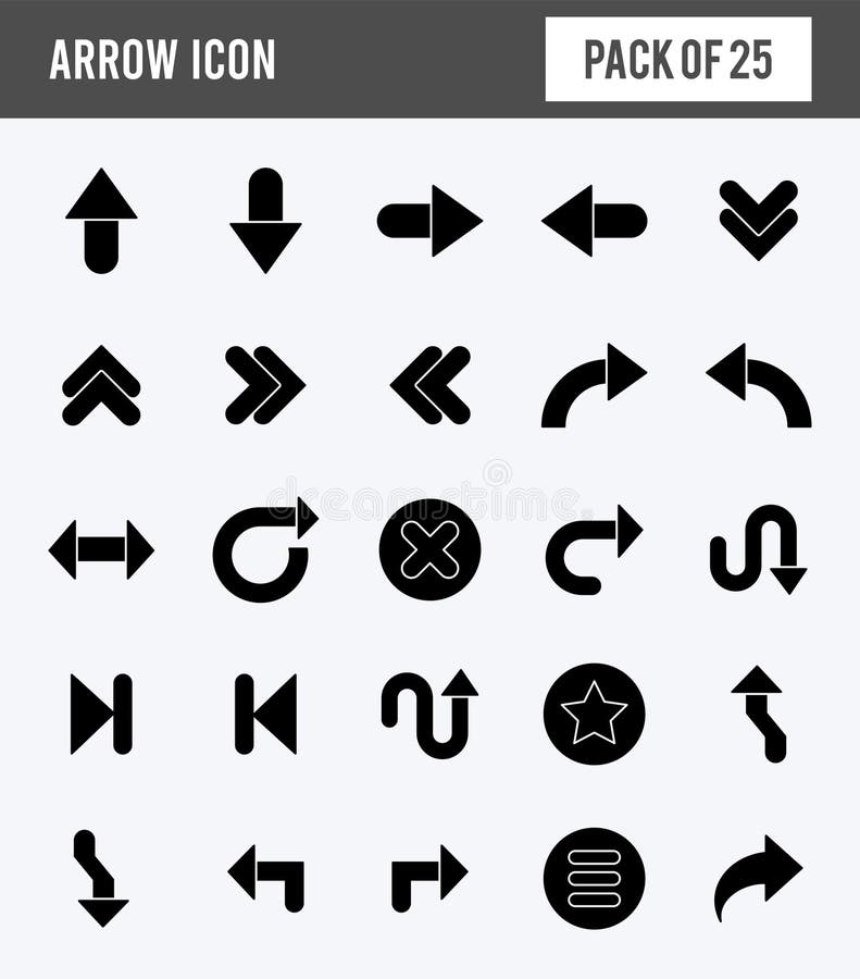 25 Arrow Glyph Icon Pack. Vector Illustration Stock Vector ...