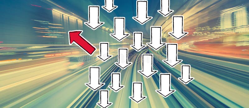 Arrow Going in a Different Direction with High Speed Motion Blur Stock ...