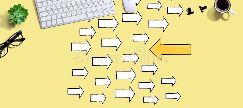 Arrow Going in the Opposite Direction with a Computer Keyboard Stock ...