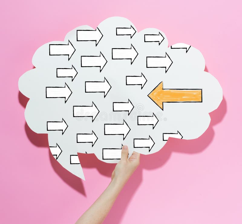 Arrow Going in a Opposite Direction with a Speech Bubble Stock Photo ...