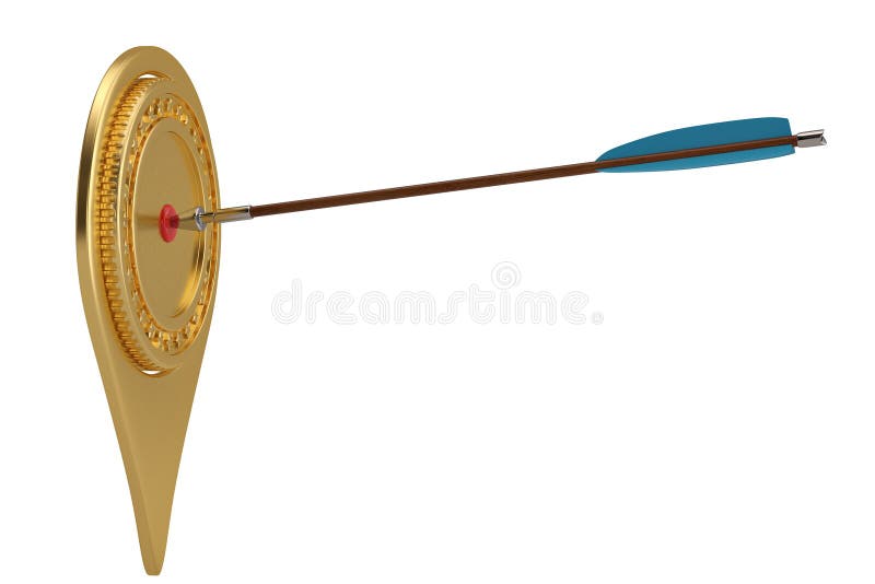 Arrow on Gold Pin Icon.3D Illustration. Stock Illustration ...