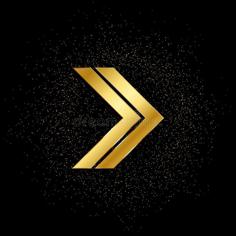 Arrow Gold Vector Icon. Vector Illustration of Golden Particle ...