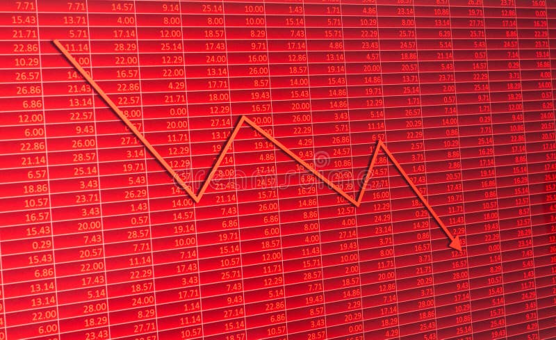Arrow Graph Going Down And Electronic Stock Numbers Stock Image - Image ...