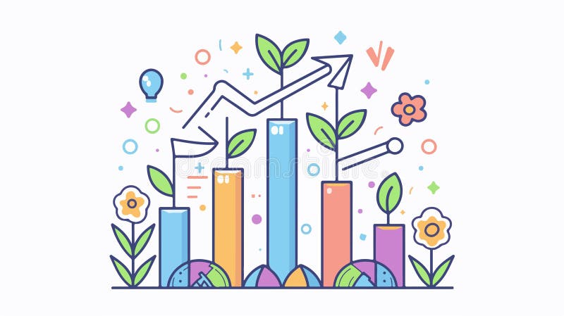 Arrow Graph Growth Vector Icon with Outlined Design for Business ...