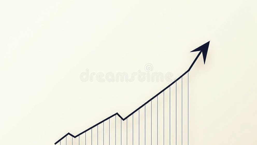 Arrow Graph with Vertical Lines on Beige Background Stock Illustration ...