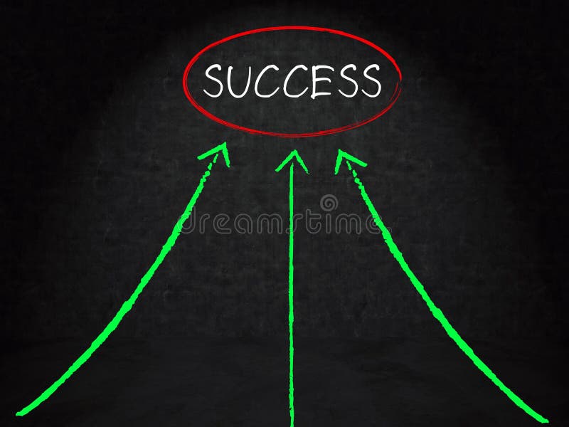 Arrow Green Chalk Drawing To Success Stock Illustration - Illustration ...