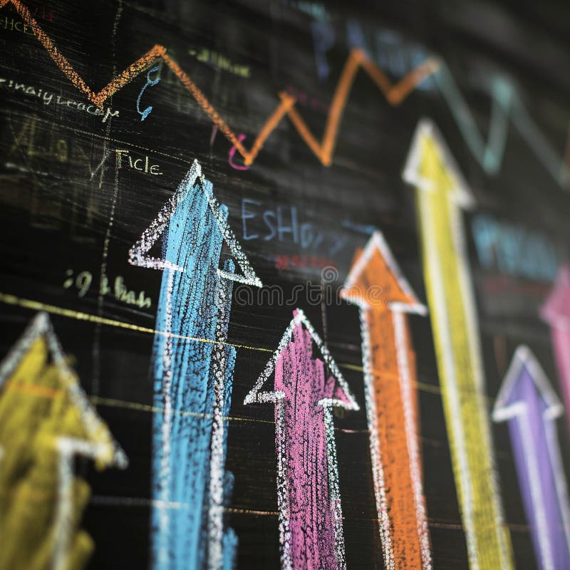 The Arrow of the Growing Trend Drawn on the Board Stock Photo - Image ...