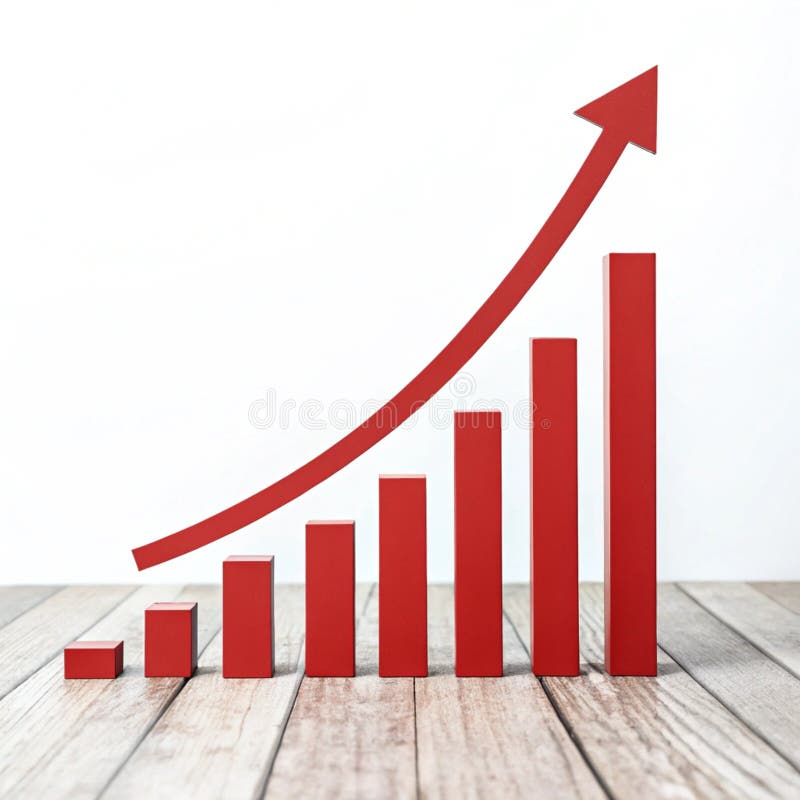 Graph with Increase Report. Diagram with Rise and Gain Progress Stock ...