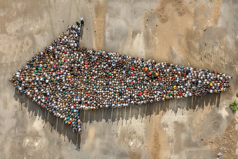 Arrow of Growth from a Large Number of People Stock Image - Image of ...