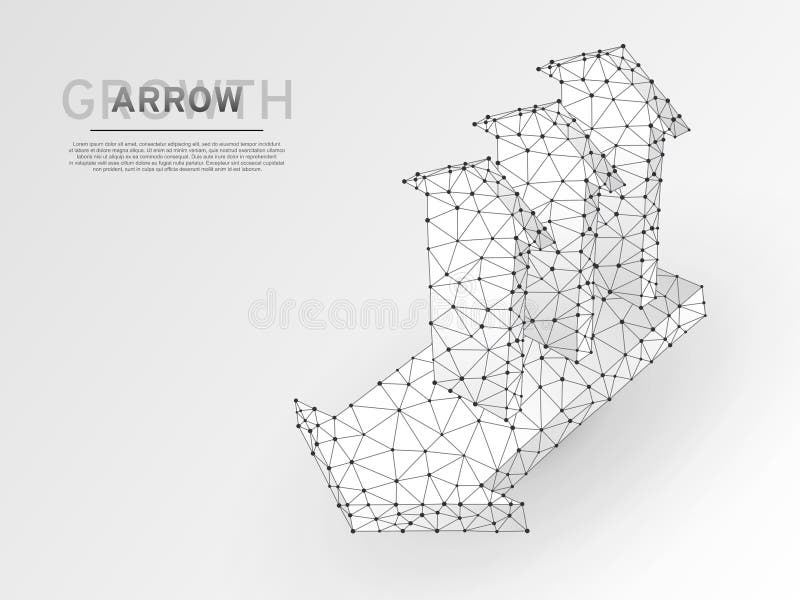 Arrow Growth Success Team Work. Three Arrow Goes Up Wireframe Digital ... Arrow Growth Success Team Work. Three Arrow Goes Up Wireframe Digital ...
