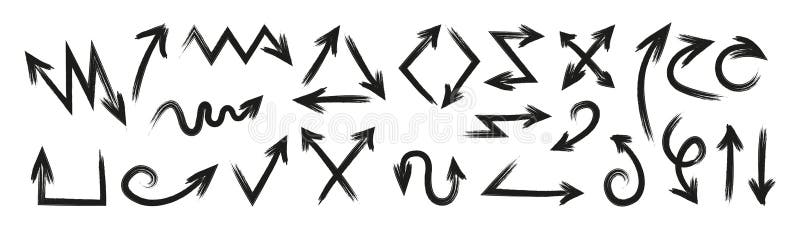 Arrow Grunge Set. Arrow Hand Drawn Set. Arrow Texture Set. Stock Vector ...